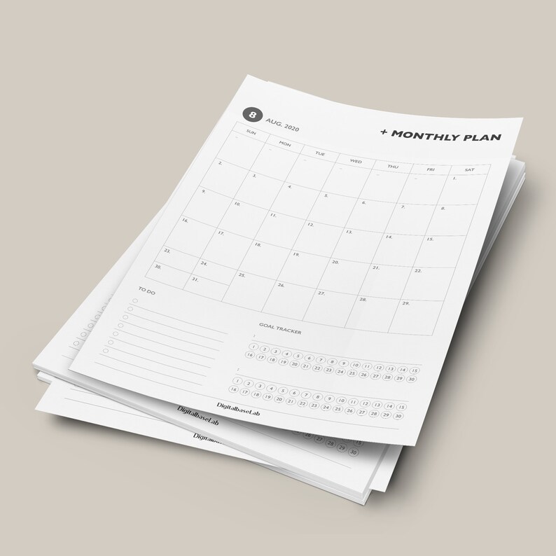 2020-2021 Monthly Planner Printable/ Month on 1 Page/ Planner Inserts ...