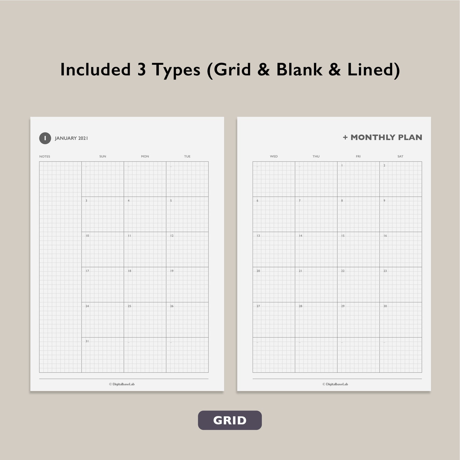 2021-2022 Monthly Planner Printable/ Monthly Calendar/ Simple Monthly ...