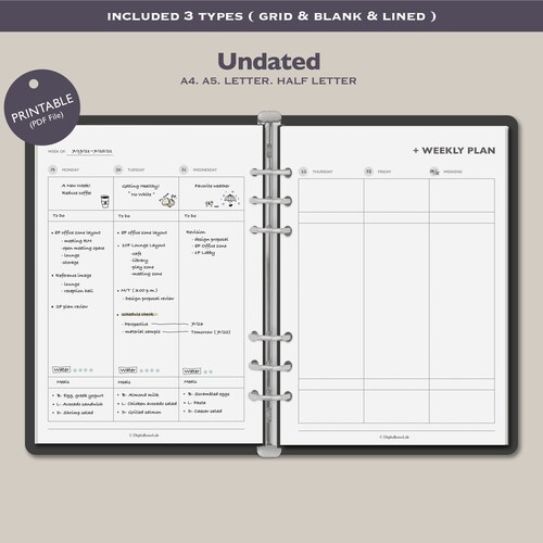 Undated Weekly Planner Printable/ Simple Weekly Organizer PDF/ - Etsy