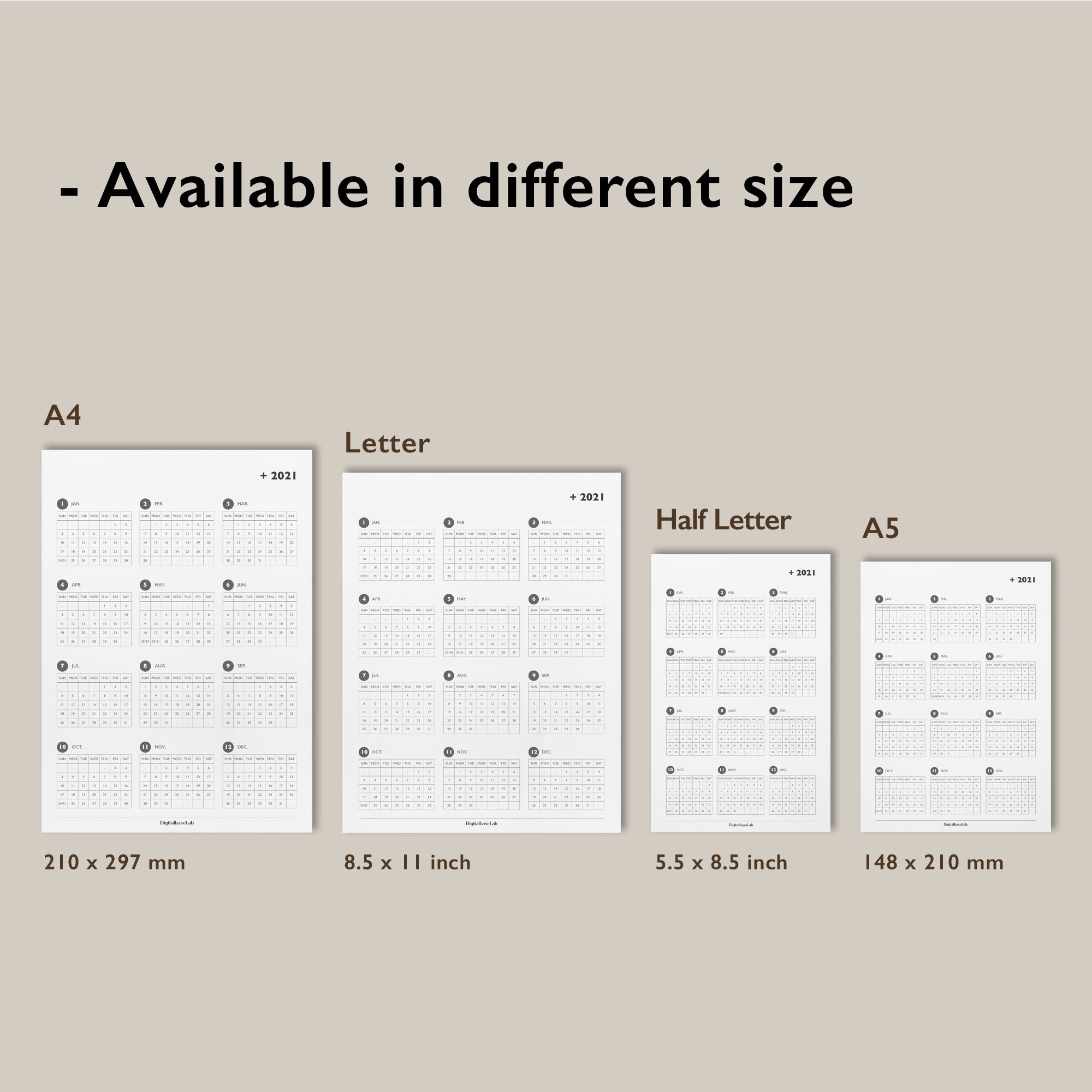 2021 Calendar/ Wall Calendar/ Printable Calendar/ Monthly Calendar ...