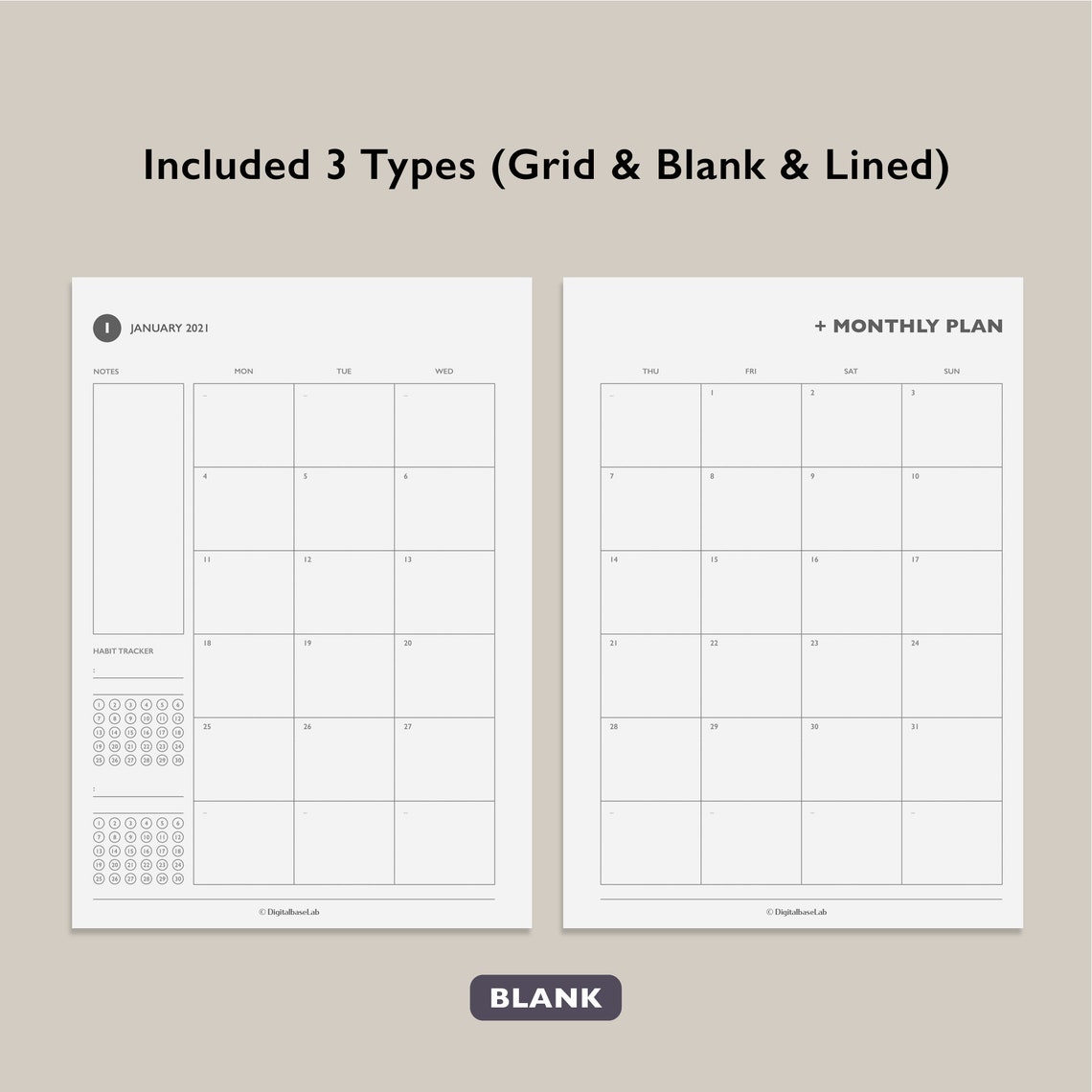 2021-2022 Monthly Planner Printable/ Monthly Calendar/ Simple - Etsy