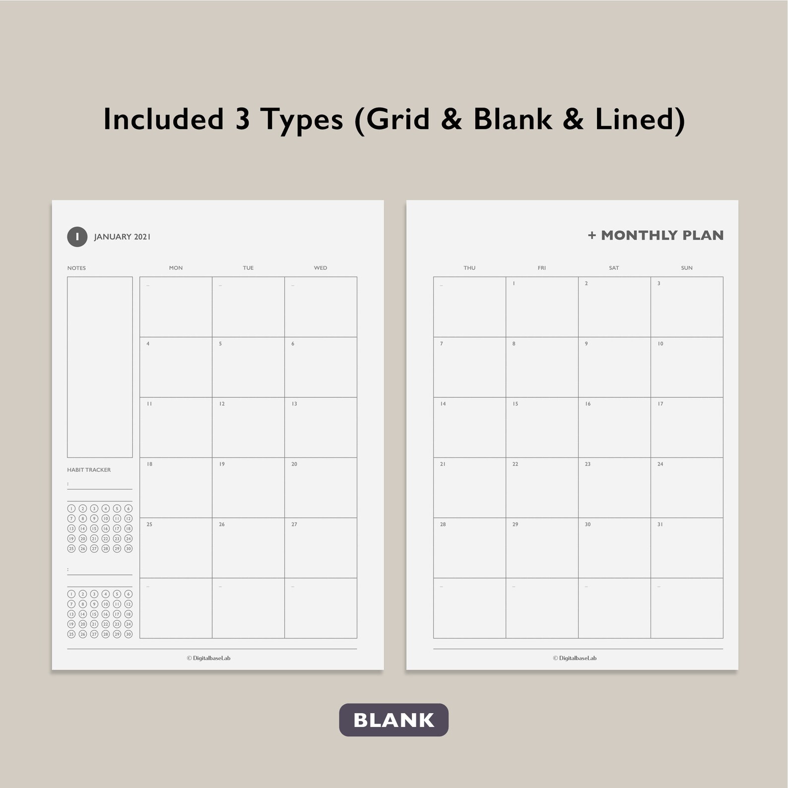 2021-2022 Monthly Planner Printable/ Monthly Calendar/ Simple - Etsy