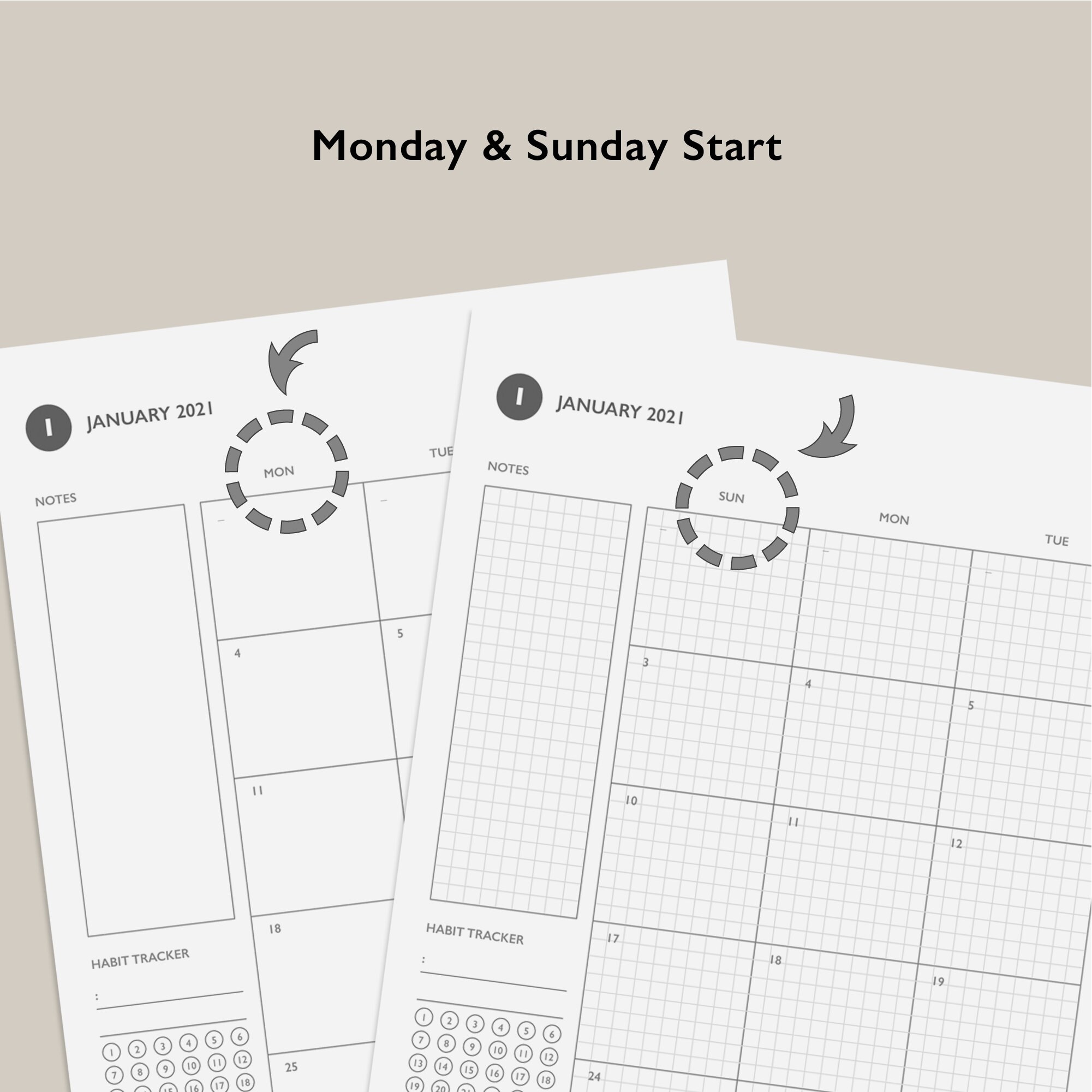 2021-2022 Monthly Planner Printable/ Monthly Calendar/ Simple Monthly ...