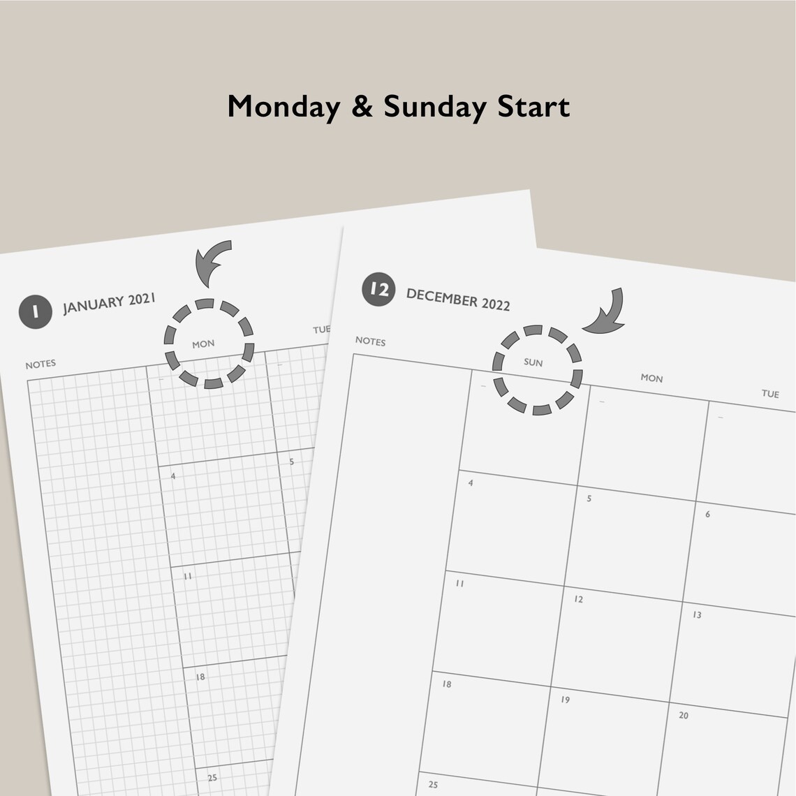 2021-2022 Monthly Planner Printable/ Monthly Calendar/ Simple Monthly ...