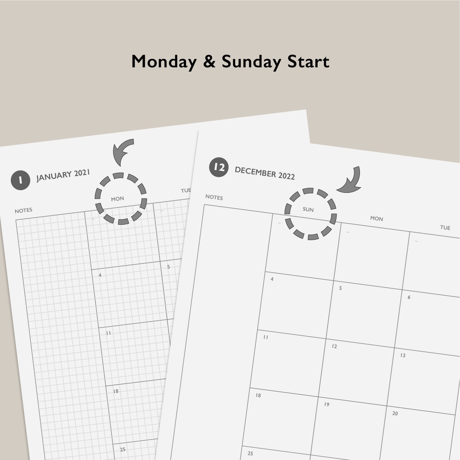 2021-2022 Monthly Planner Printable/ Monthly Calendar/ Simple Monthly ...