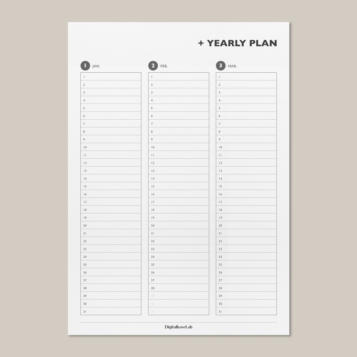 Printable Planner/year at a Glance Printable/yearly Planner Printable ...