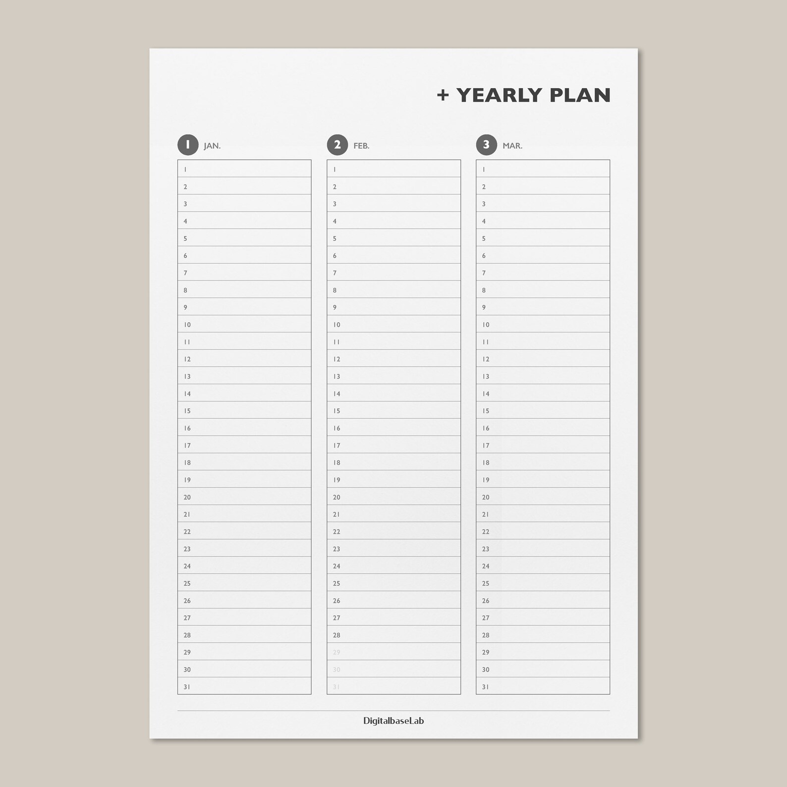 Printable Planner/year at a Glance Printable/yearly Planner Printable ...