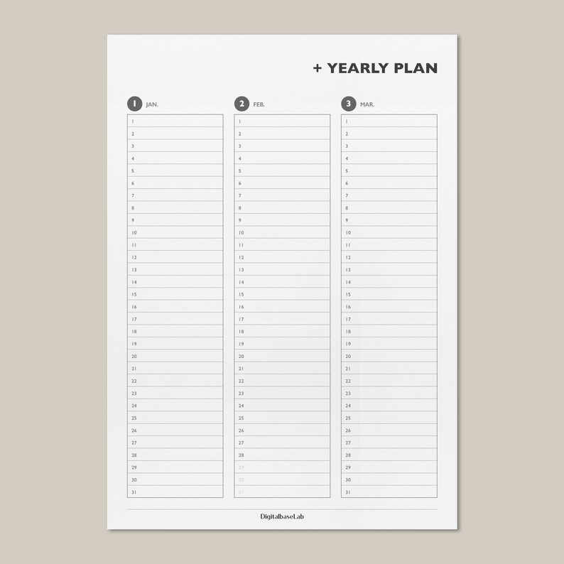 Printable Planner/year at a Glance Printable/yearly Planner Printable ...