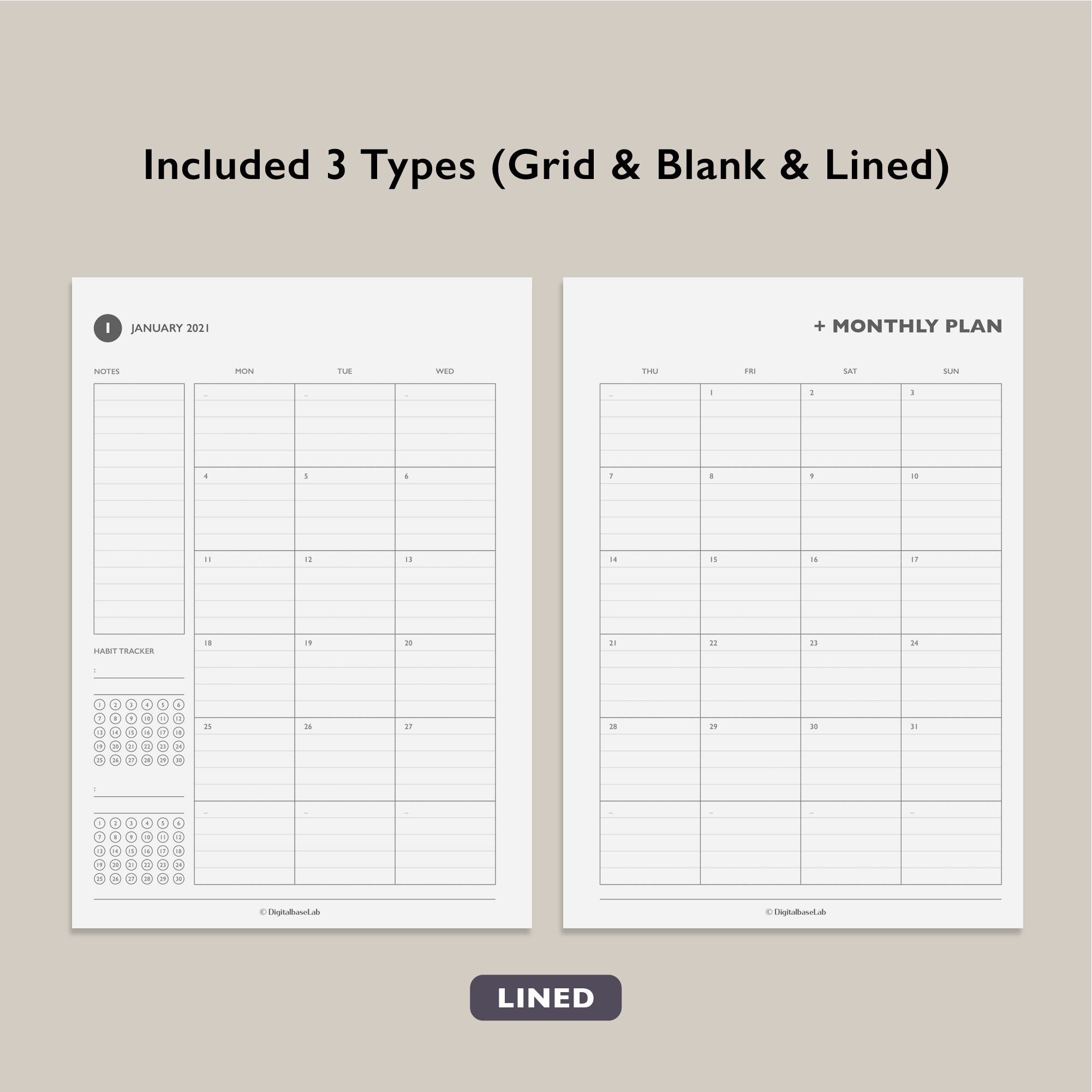 2021-2022 Monthly Planner Printable/ Monthly Calendar/ Simple Monthly ...