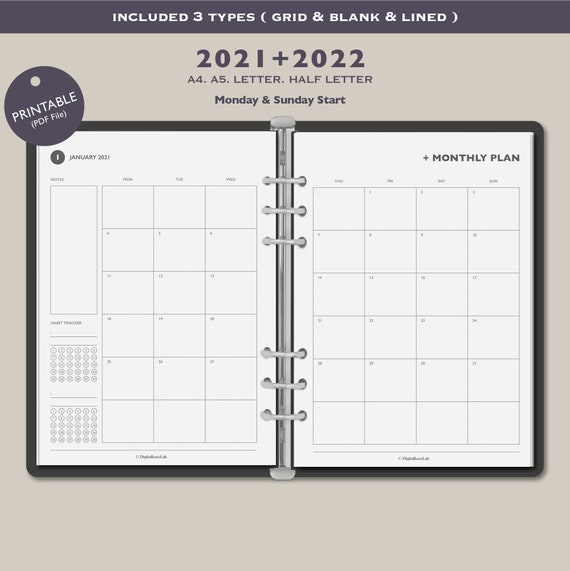 2021-2022 Monthly Planner Printable/ Monthly Calendar/ Simple | Etsy