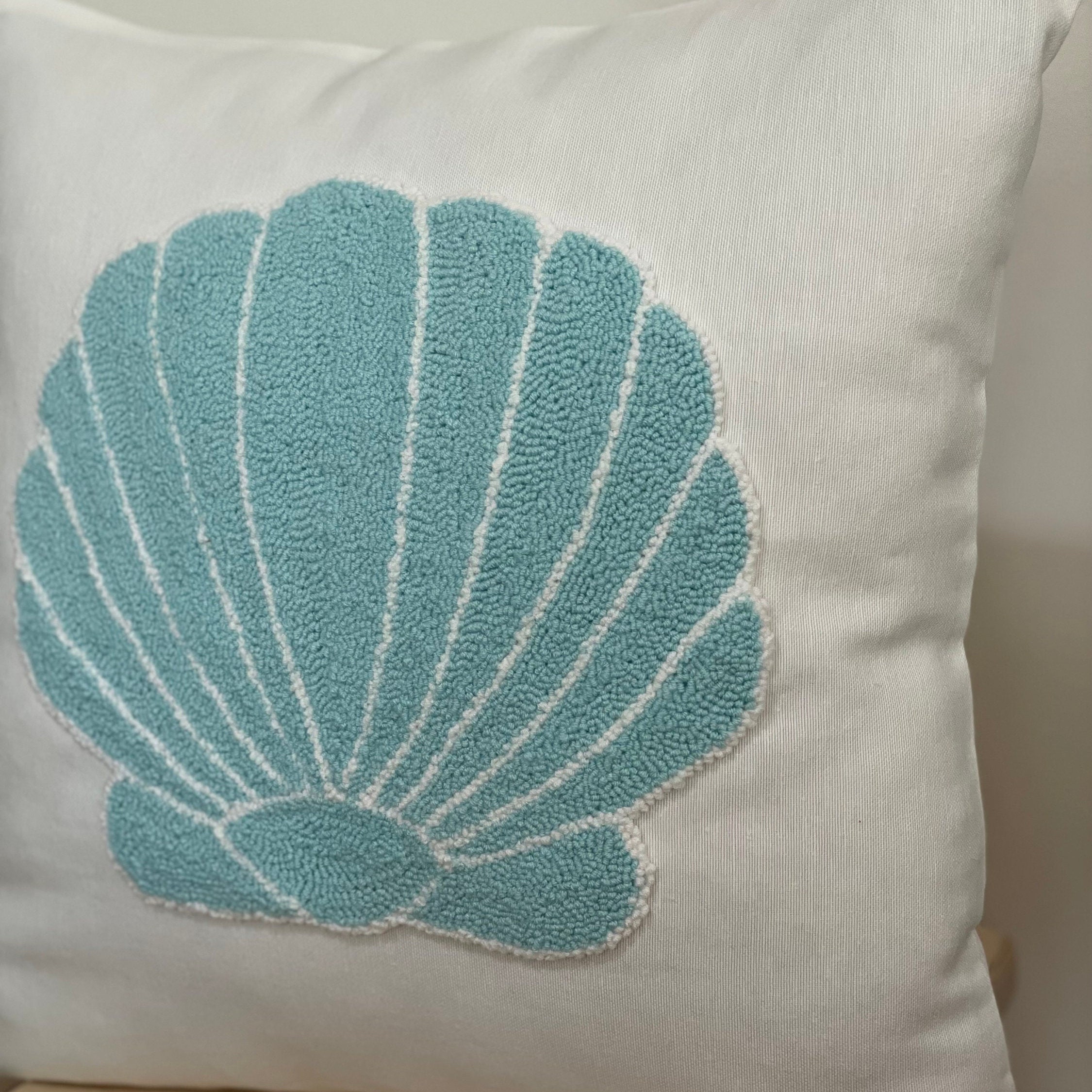 Sea Shell Punch Needle Tufted Pillow Case for Summer House Punch Needle ...