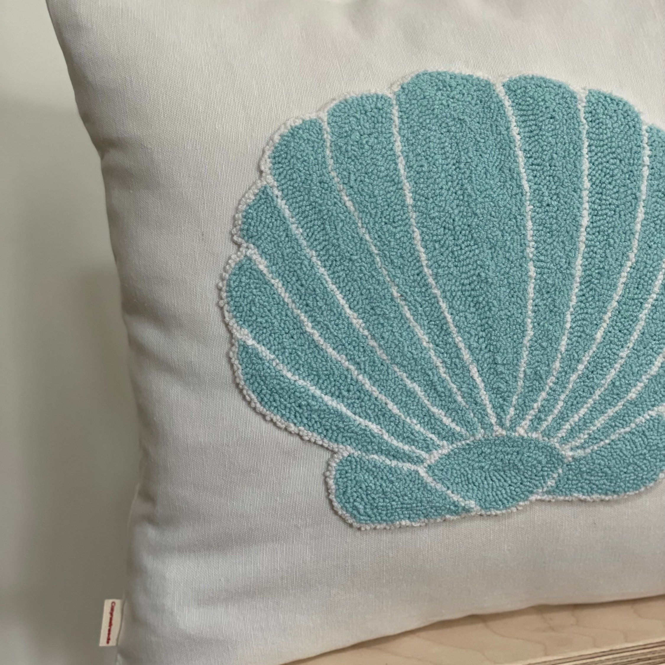 Sea Shell Punch Needle Tufted Pillow Case for Summer House Punch Needle ...