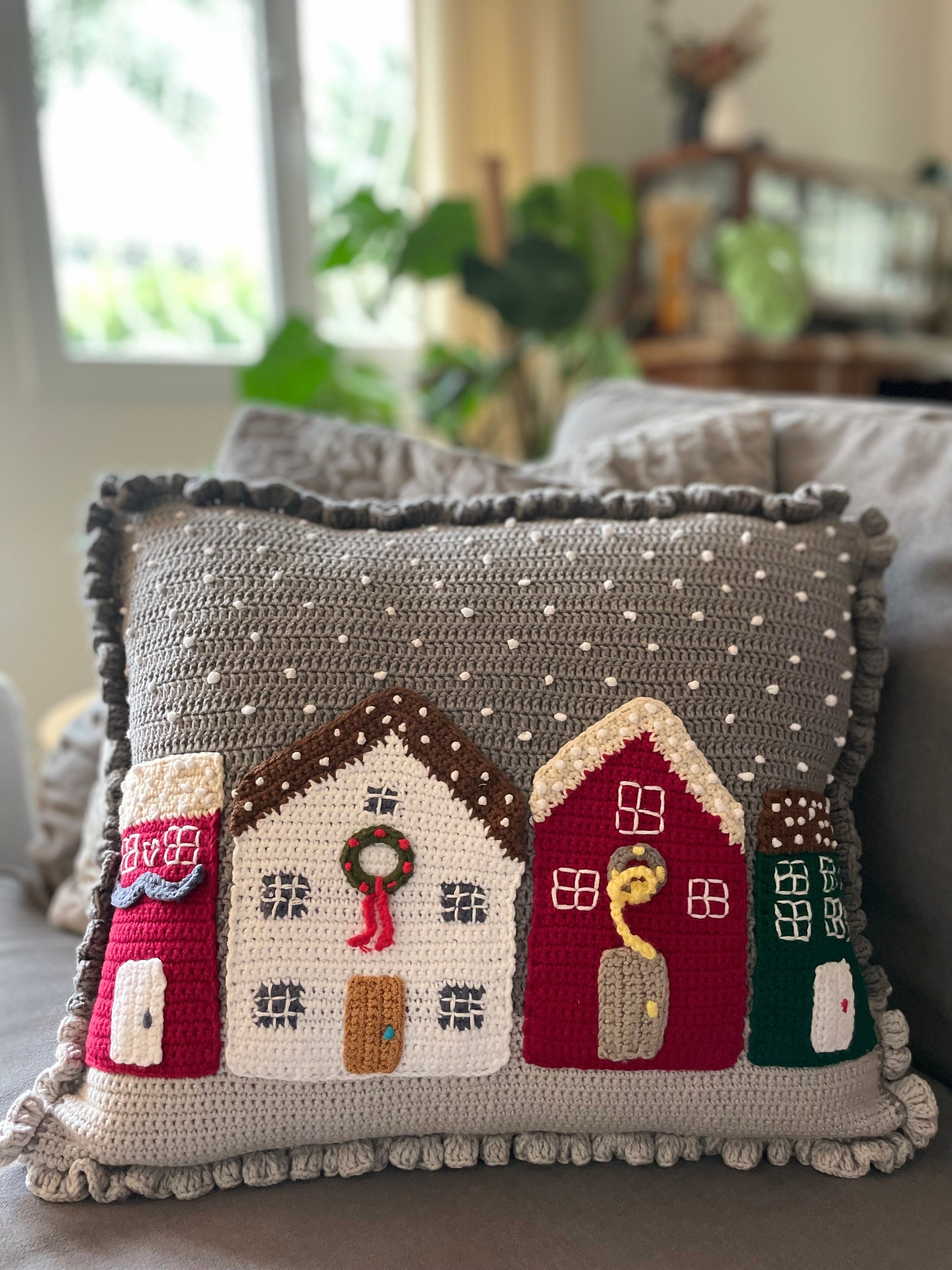 Punch Needle Pillow Cover, Christmas Pillow Case, Noel Gift for Home, Candy Cane and Santa Hat ...