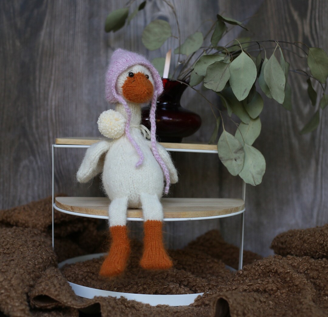 Soft Toy Stuffed Goose Toy Handmade Toy for Kids Cute Duck Knitted Duck ...