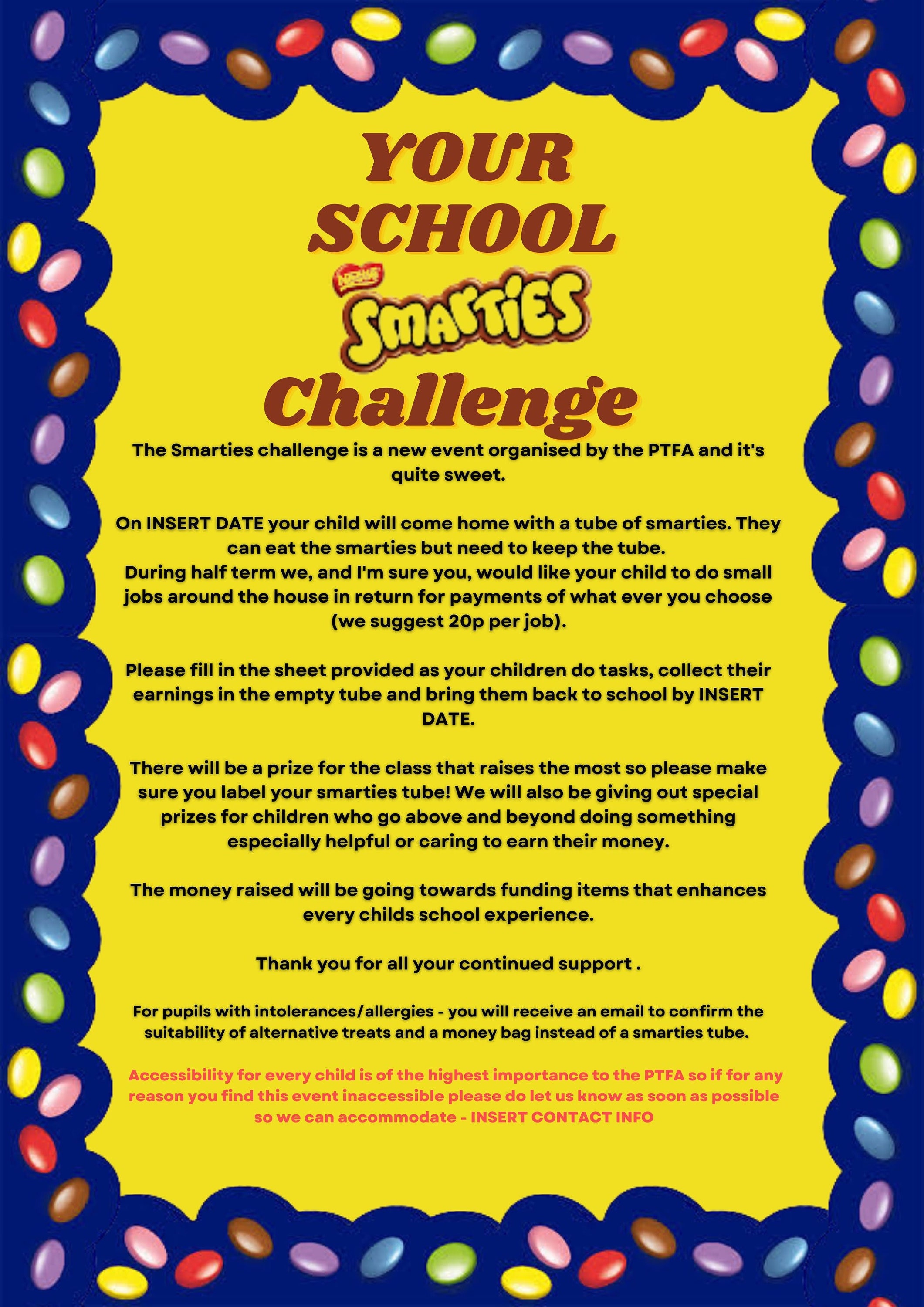 PTA Smarties Challenge Poster - Etsy