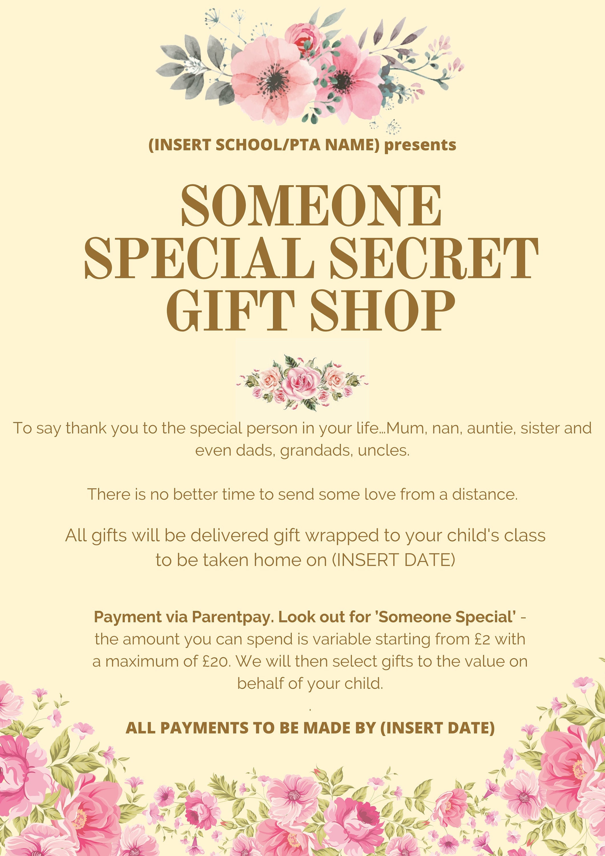 PTA Mothers Day Gift Shop Poster - Etsy UK