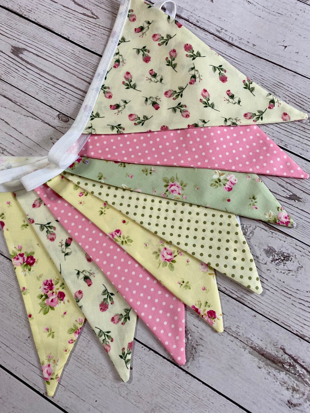 Rose Garden Bunting Fabric Bunting Roses Flags Flagging Polkadots ...