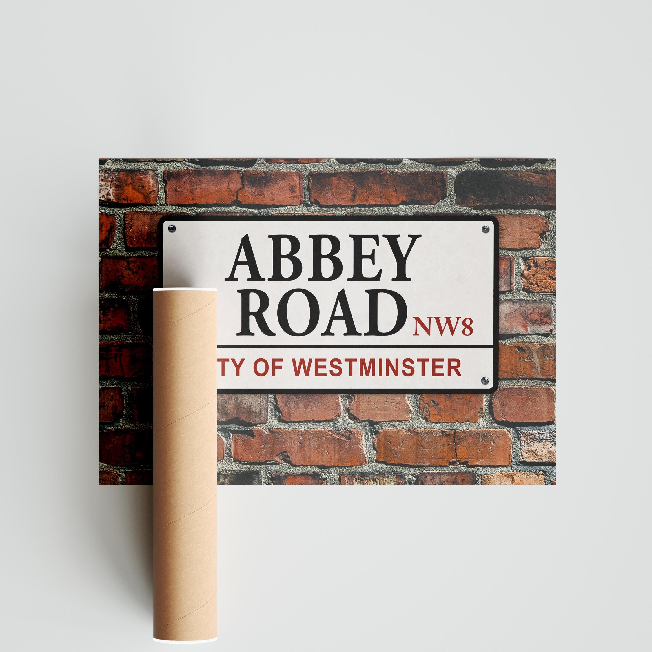 Abbey Road Street Sign Poster – Brick Wall Background | Beatles ...