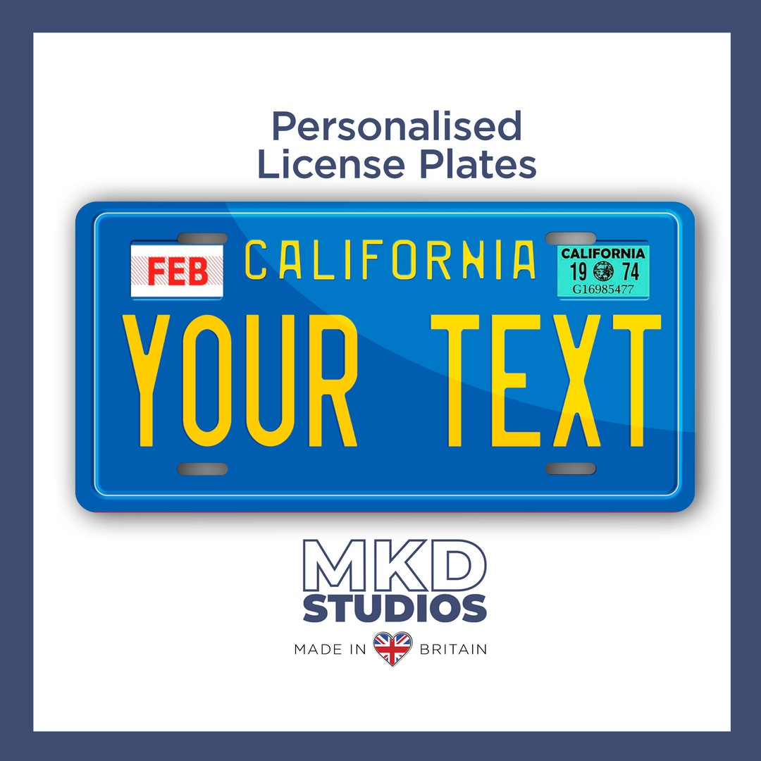 California Retro Blue - USA Custom Metal License Plate, Americana, US ...