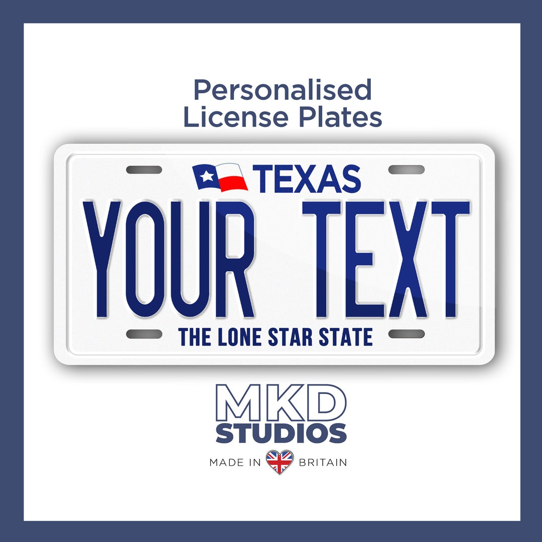 Texas Flag USA Custom Metal License Plate, Americana, US States ...