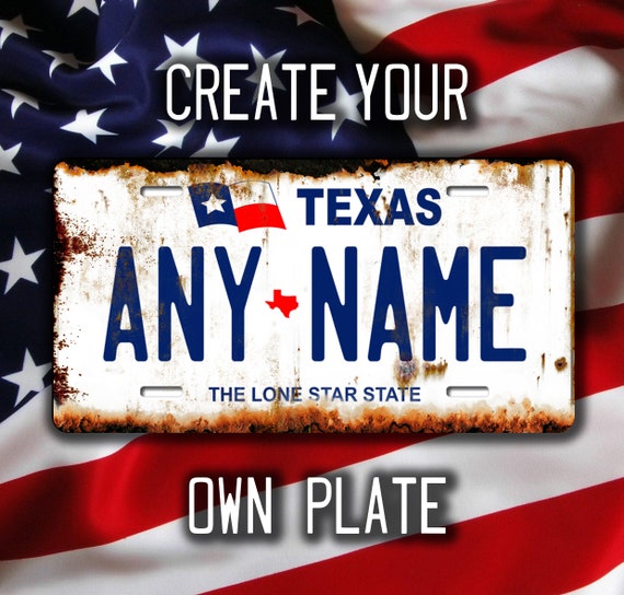 Texas Flag USA Custom Metal License Plate Americana US - Etsy UK