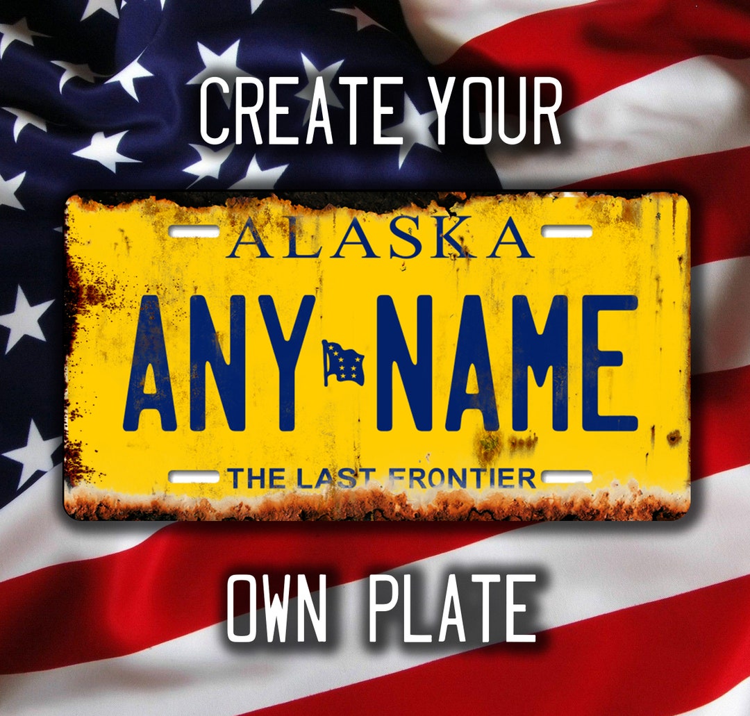 Alaska USA Custom Metal License Plate, Americana, US States, Handmade ...