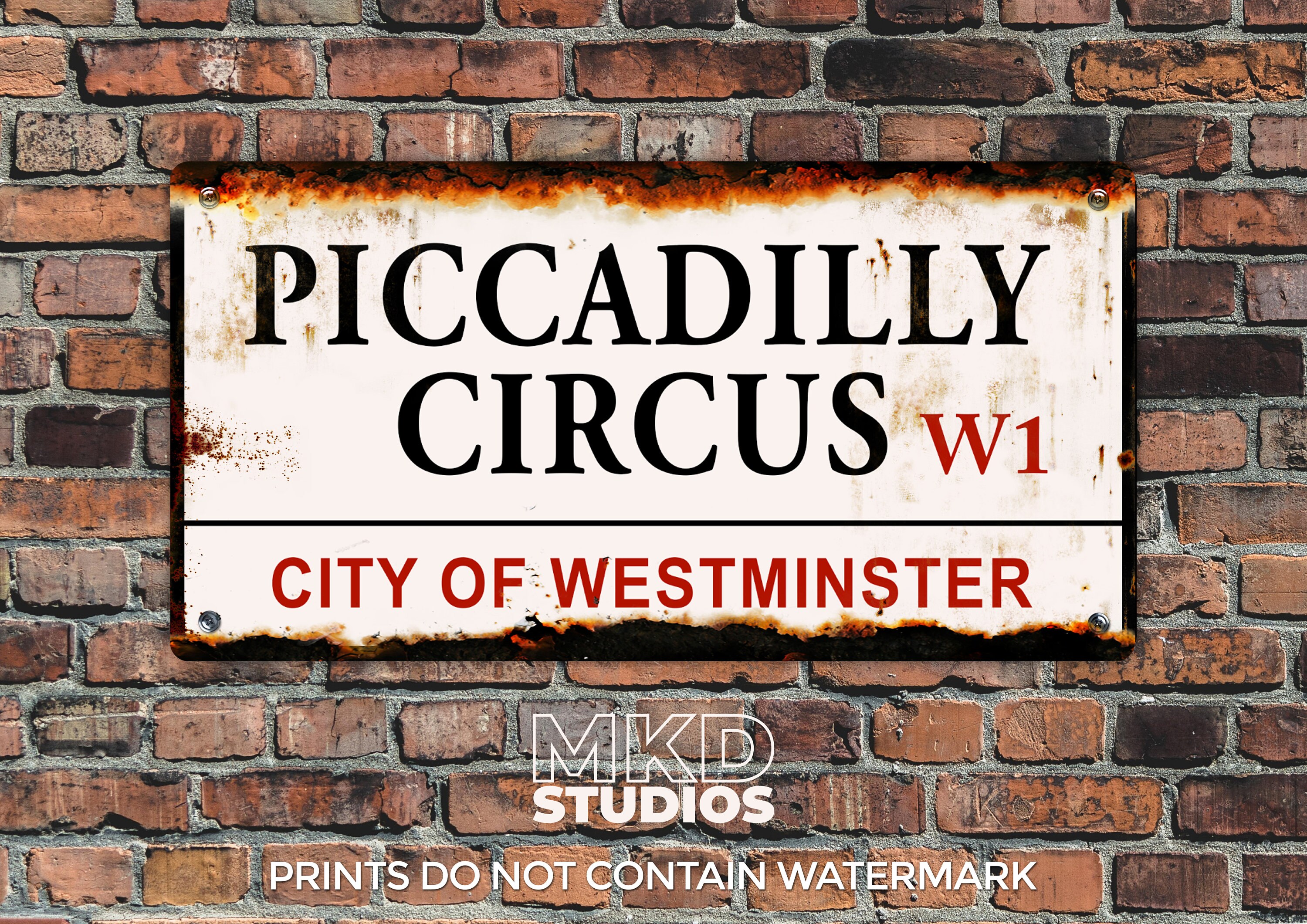 Piccadilly Circus Road Sign - A4 Metal or Poster Wall Picture Home ...