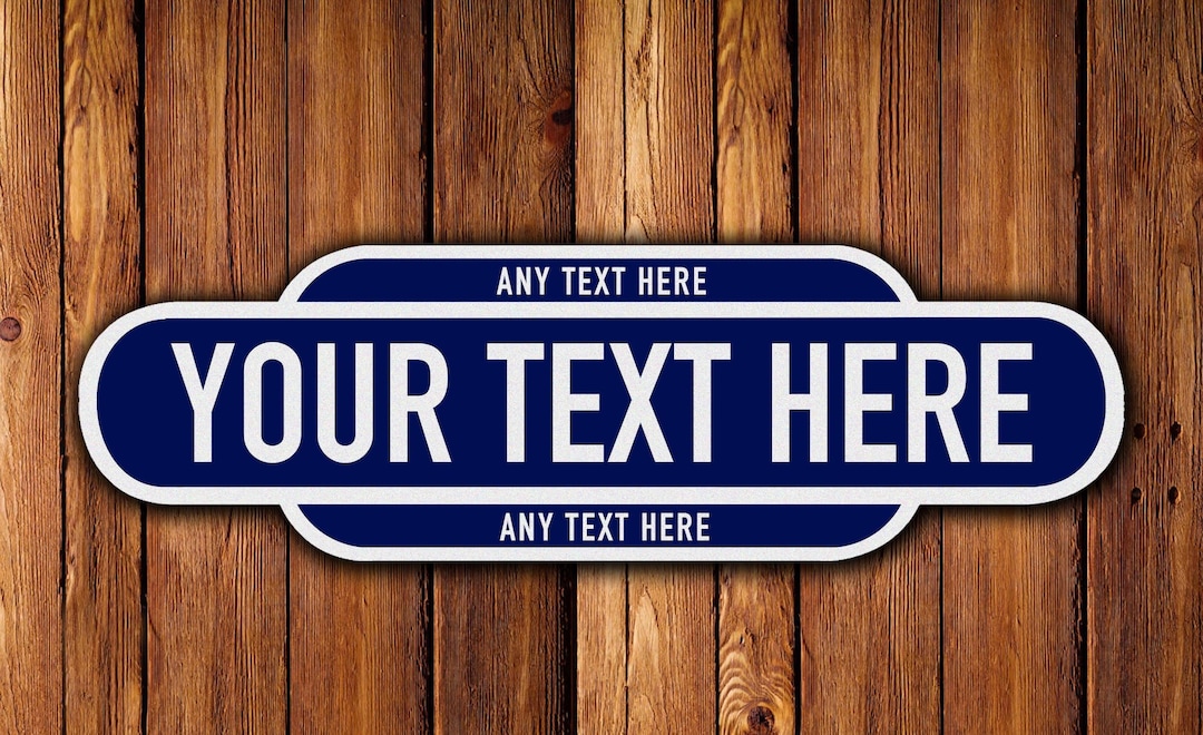 Personalised Rail Station Sign Dark Blue - UK Railway - Man Cave ...