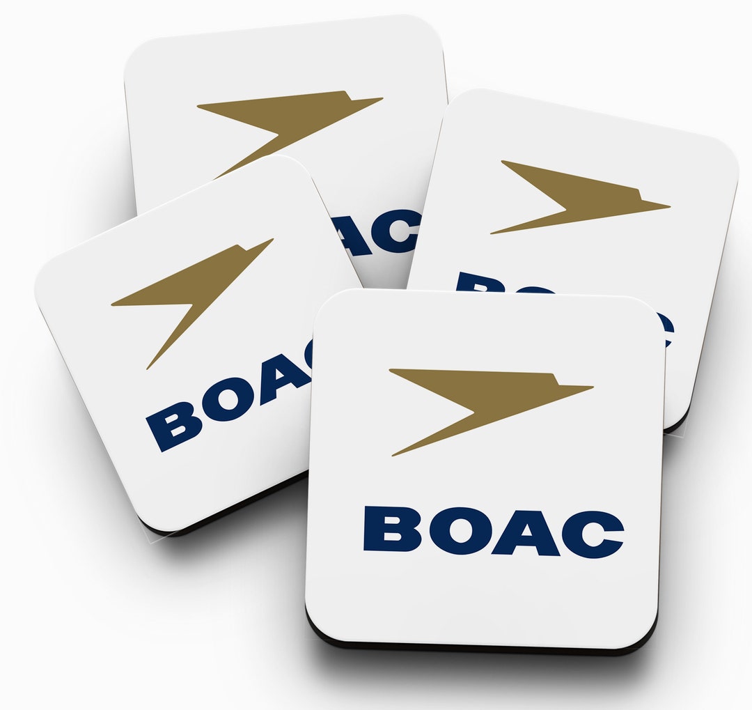 BOAC - Set of 4 Wooden Coasters, Aviation, Cabin Crew, Flight, Airplane ...