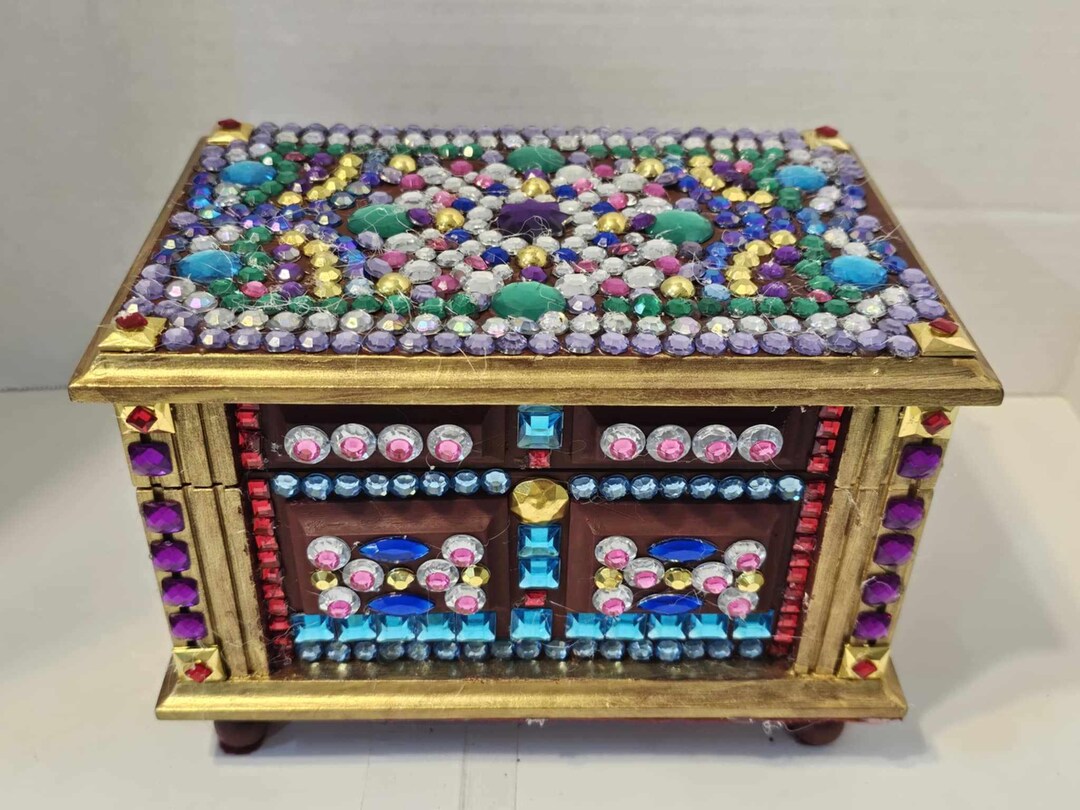 Jewelry Box Keepsake Treasure Box With Gemstones Bejeweled - Etsy