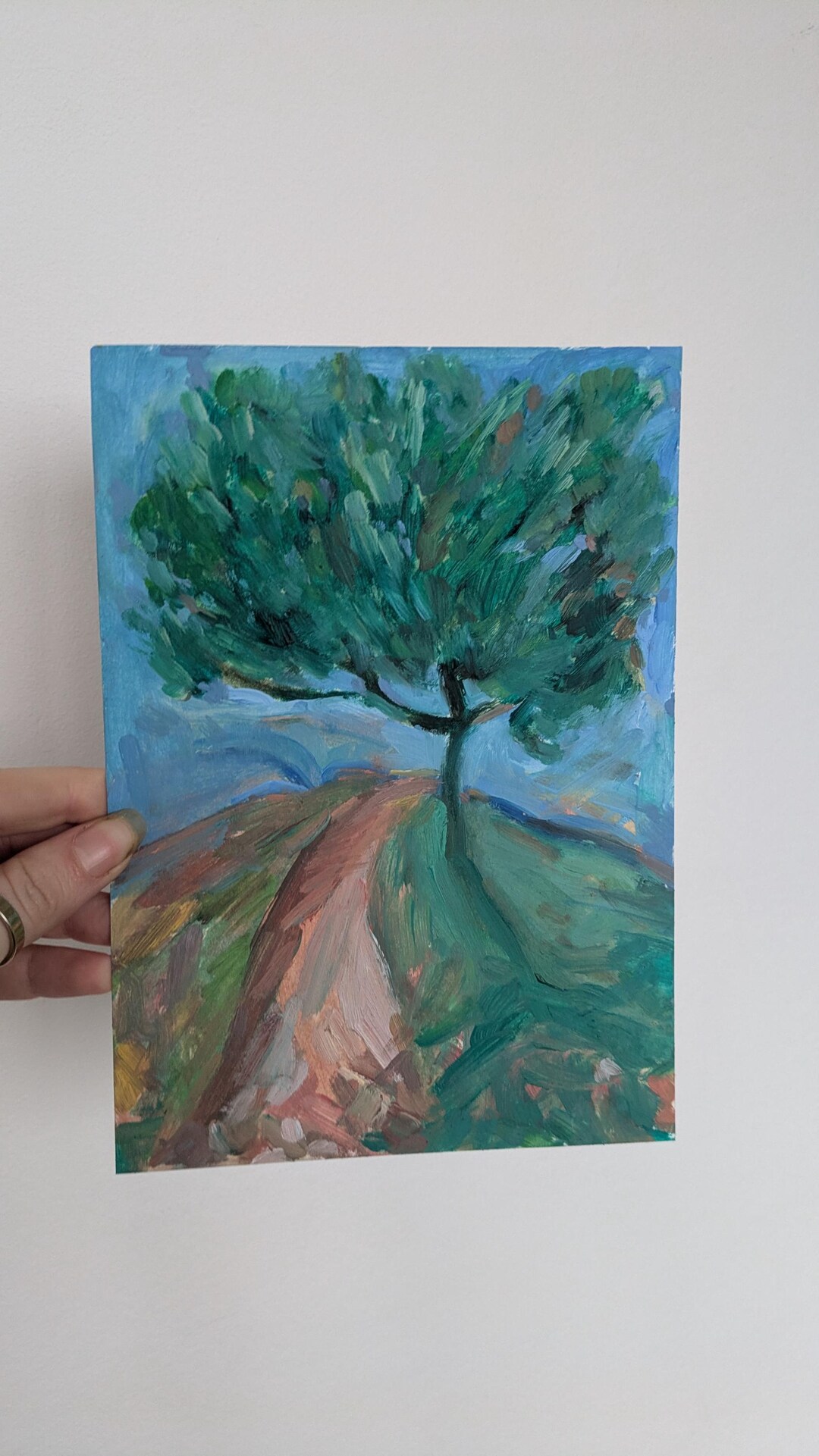 Original Oil Painting Hawthorn Tree Irish Countryside · Impressionist ...