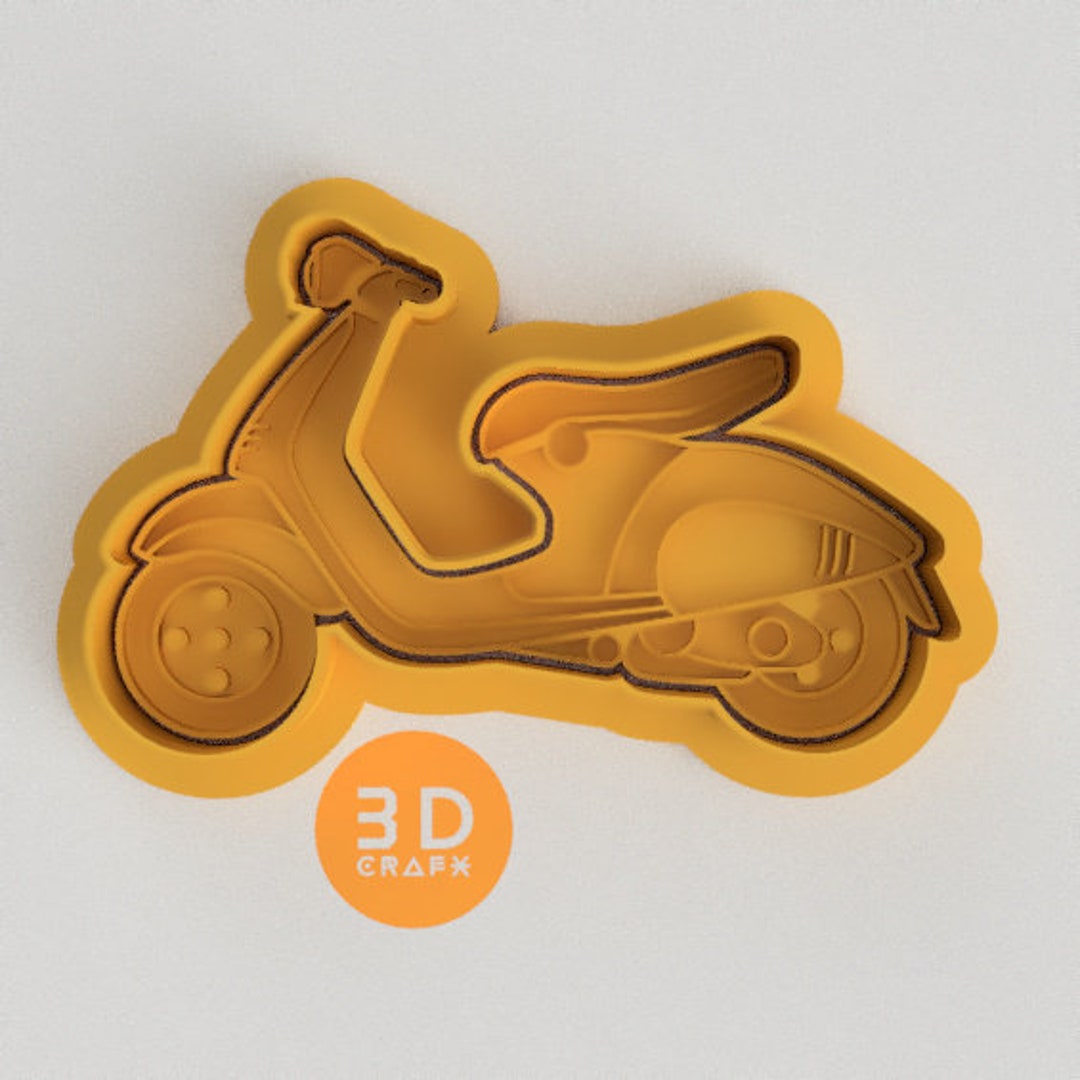 Vintage Motorbike Scooter Cookie Cutter and Embosser Vehicle Theme ...