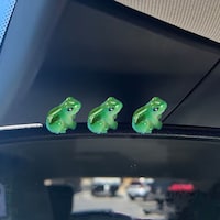 4pc Frog Figurine Car Decor, Mini Frog Car Rearview Mirror Decor, Funny ...