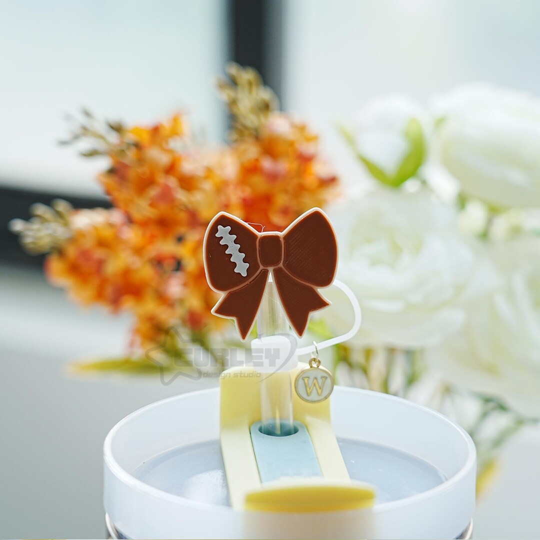 Bow Football Straw Topper, 3D Printed Straw Topper, Football Straw ...