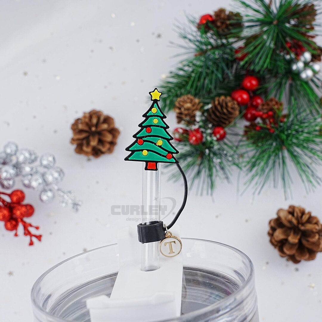Christmas Tree Straw Topper, 3D Printed Christmas Straw Toppers, Straw ...