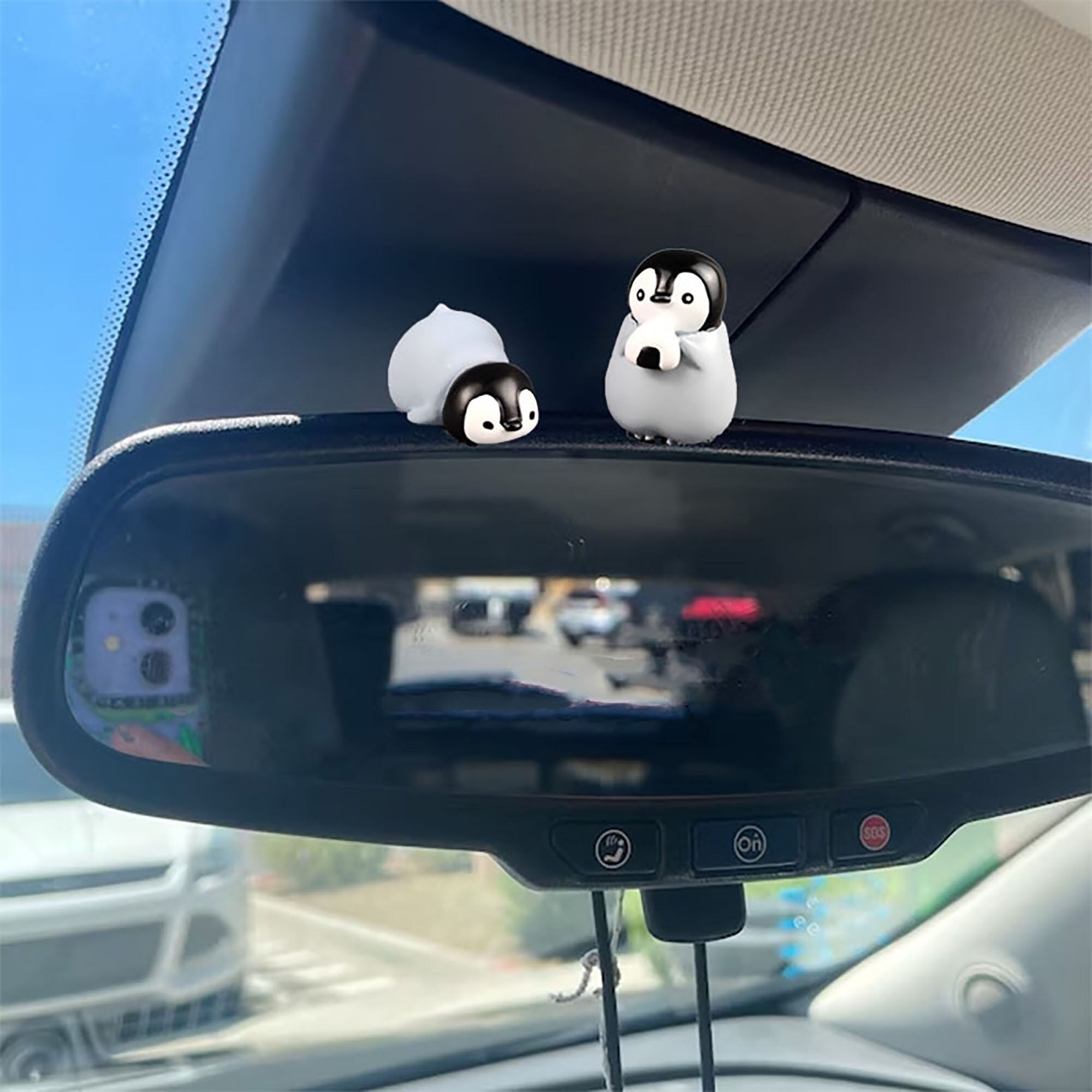 Penguin Car Ornament,cute Penguin Car Charms,car Rearview Mirror Decor ...