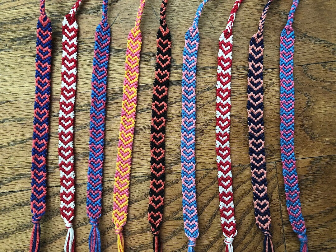 Heart Friendship Bracelet. Woven Friendship Bracelet. Handmade. Couples ...