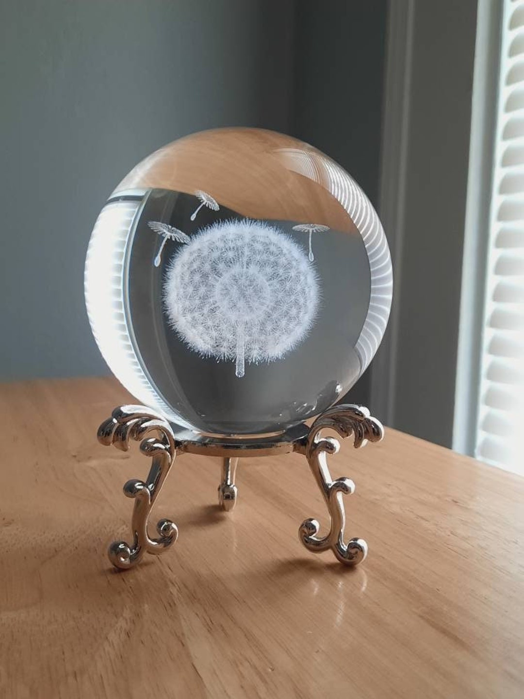 Dandelion Paperweight Crystal Ball Stand Botanical Flower Paperweight ...