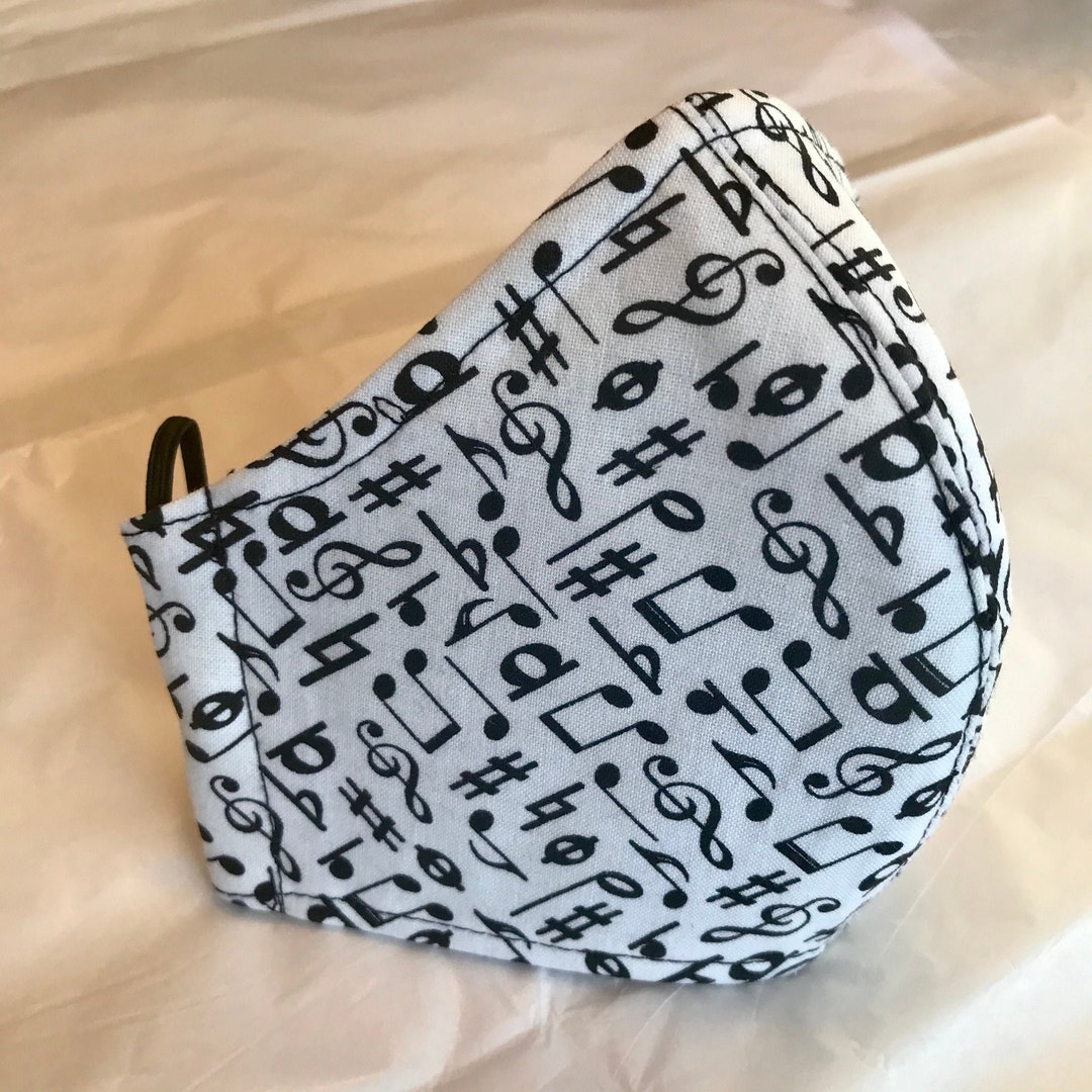 Musical Notes Face Mask and Nose Wire | Quality | Reusable | Cotton ...