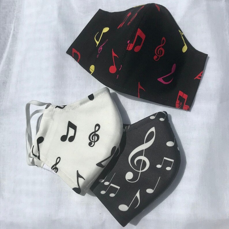Musical Notes Face Mask and Nose Wire | Quality | Reusable | Cotton ...