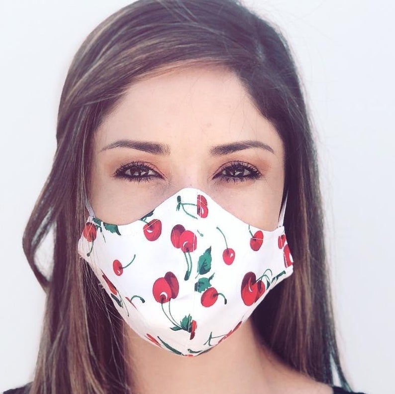 Cherry Face Mask, Nose Wire | Quality | Reusable | Black | White | Pink ...