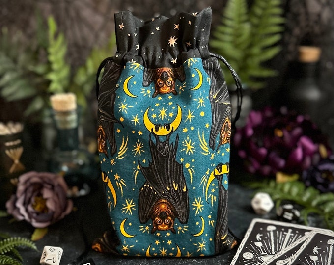 Night Wing / Tarot Card or Dice Bag / Witch's Drawstring Pouch for a ...