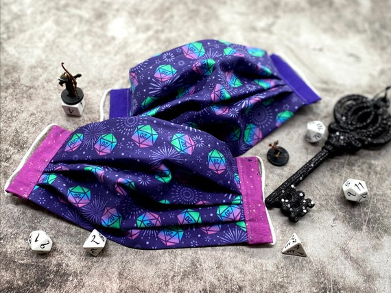 Eldritch Blast Dnd D20 Purple Dungeon Dragon Dice Face Mask | Etsy