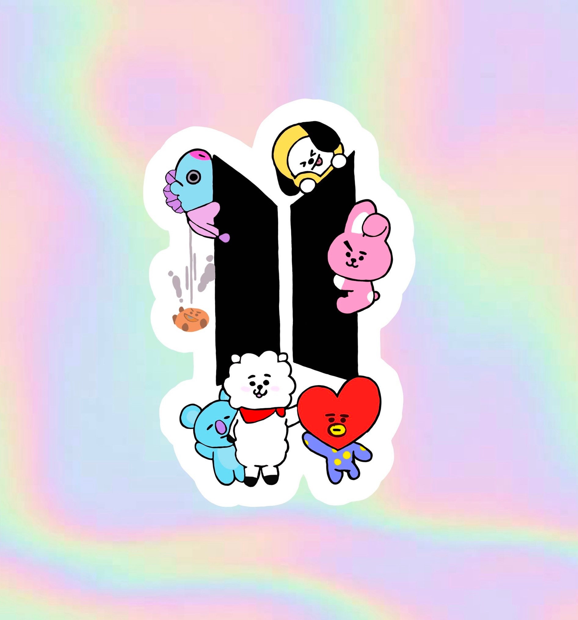 BTS BT21 Logo Waterproof Glossy Sticker Kpop Stickers Laptop | Etsy