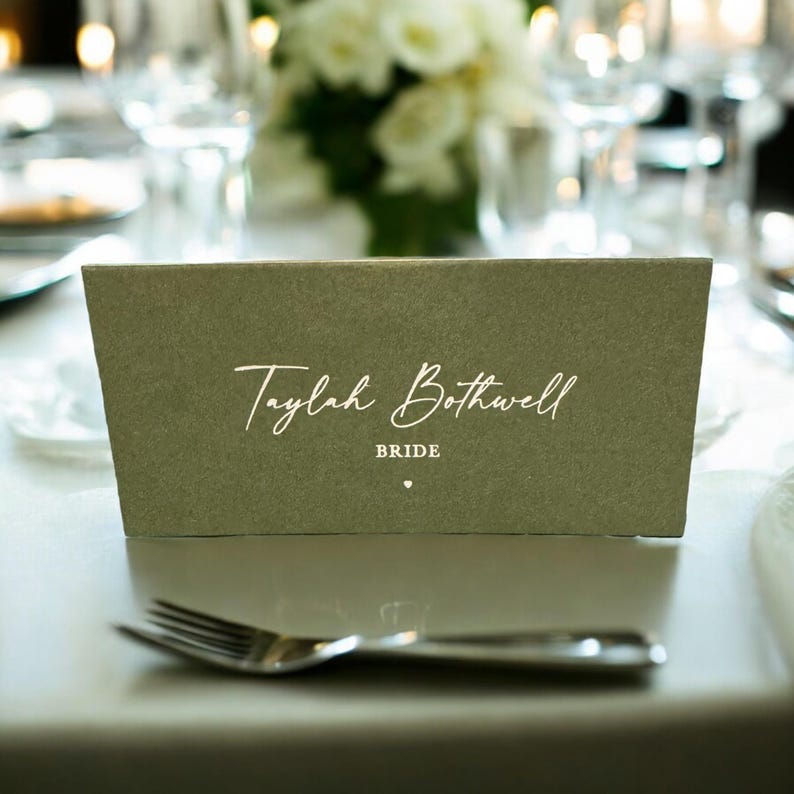 Wedding Table Guests Tent Fold Place Card Name Card Real Metallic Foil ...