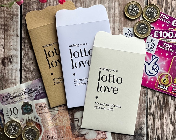 DIY Custom Kraft Lottery Ticket Wedding Favor Packet Envelopes - Many ...