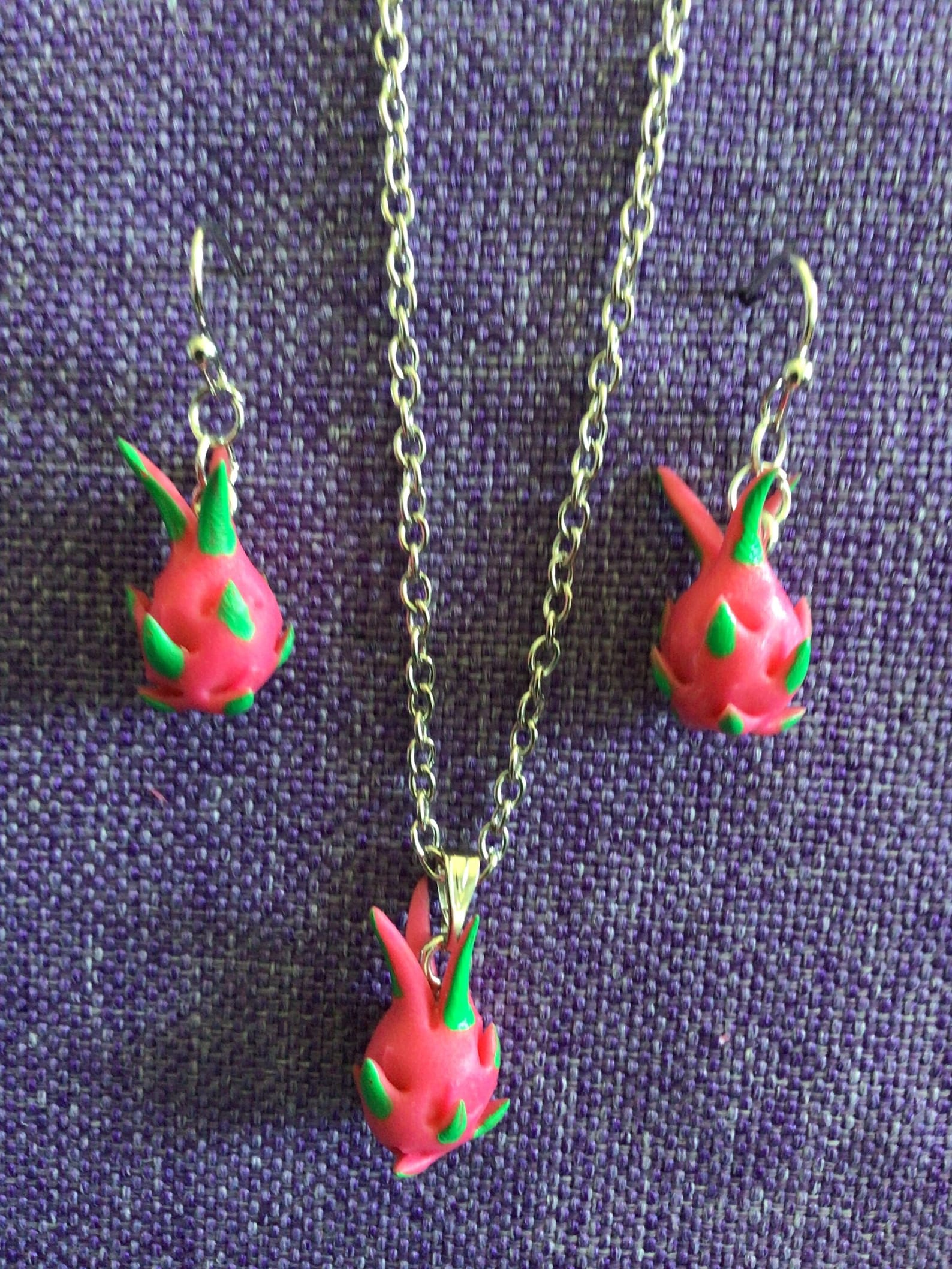Dragon Fruit Necklace and Earrings (19,963) - Etsy