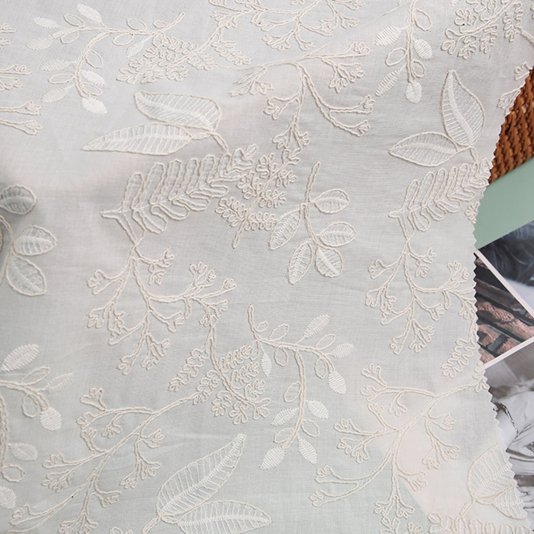 Cotton Embroidered Fabric, Flora Cotton Embroidered Fabric, Flower ...