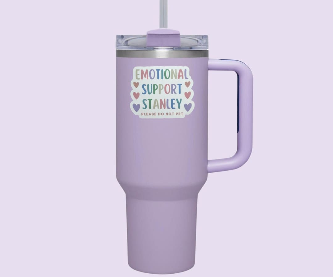 Emotional Support Water Bottle Stanley Sticker, Glossy Finish, Funny ...