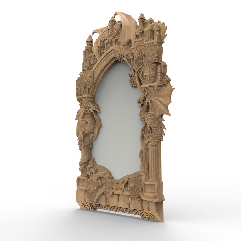 Wood Carved Mirror Gothic Dragon Theme Mirror Fireplace Mirror Solid ...